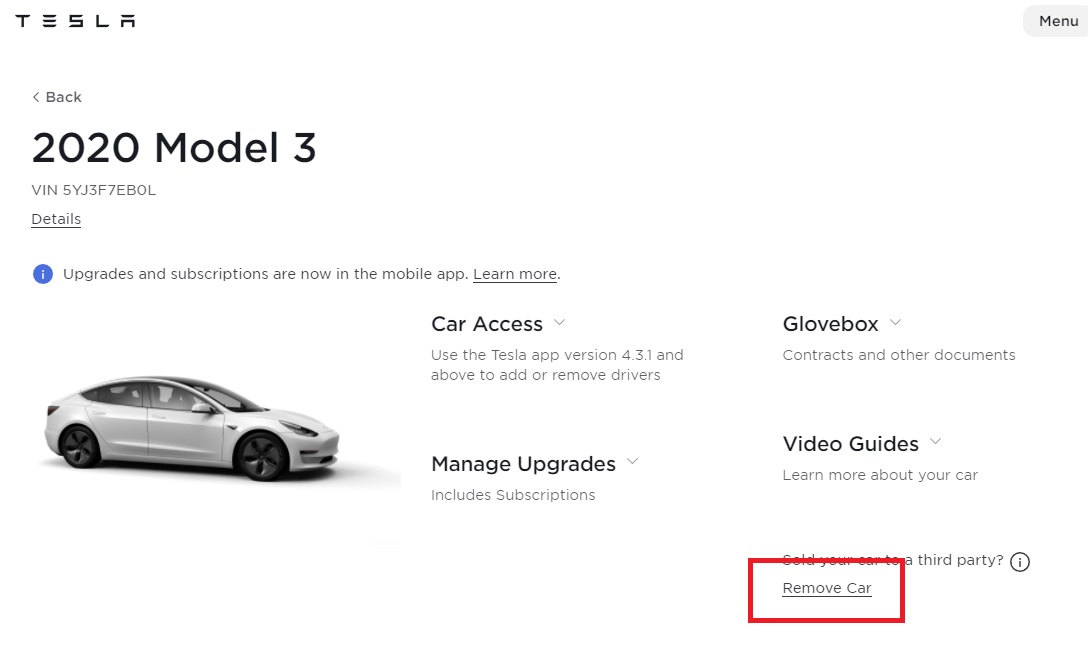 Reset Car And Remove From Your Account